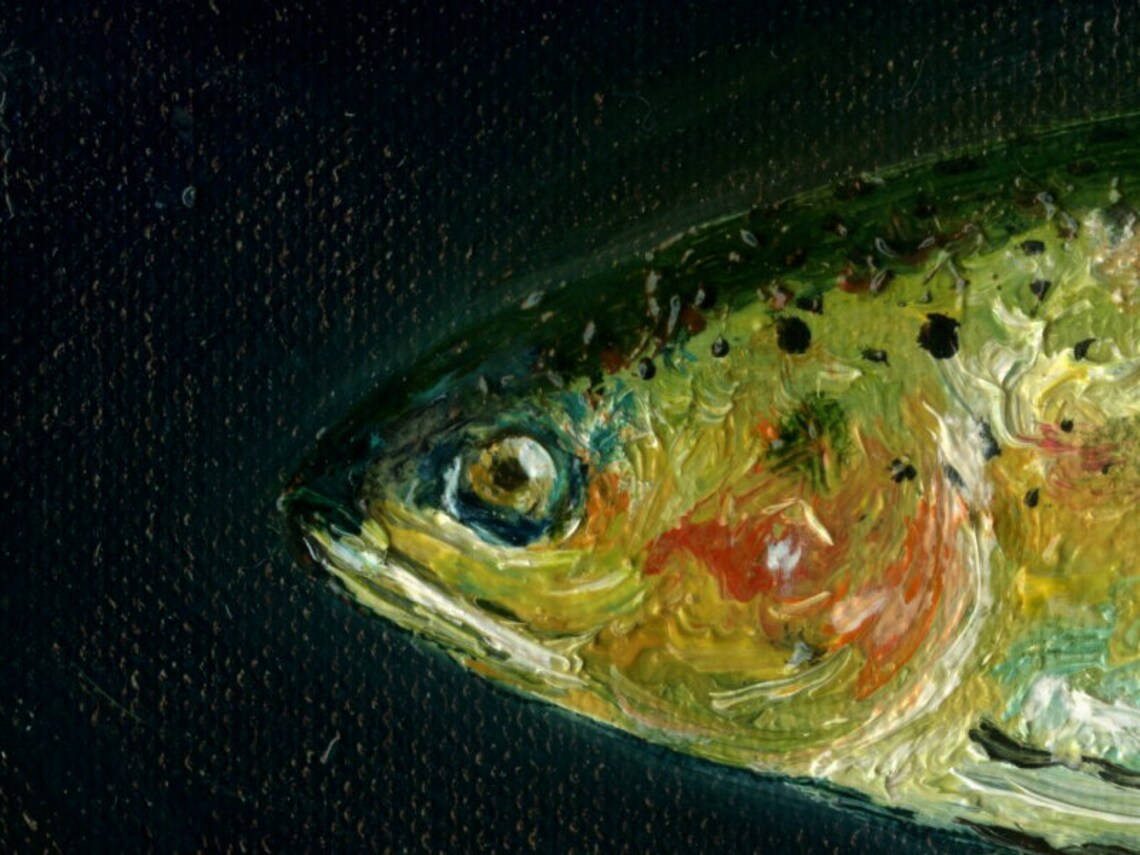 Rainbow trout oil painting trout painting trout print fish | Etsy