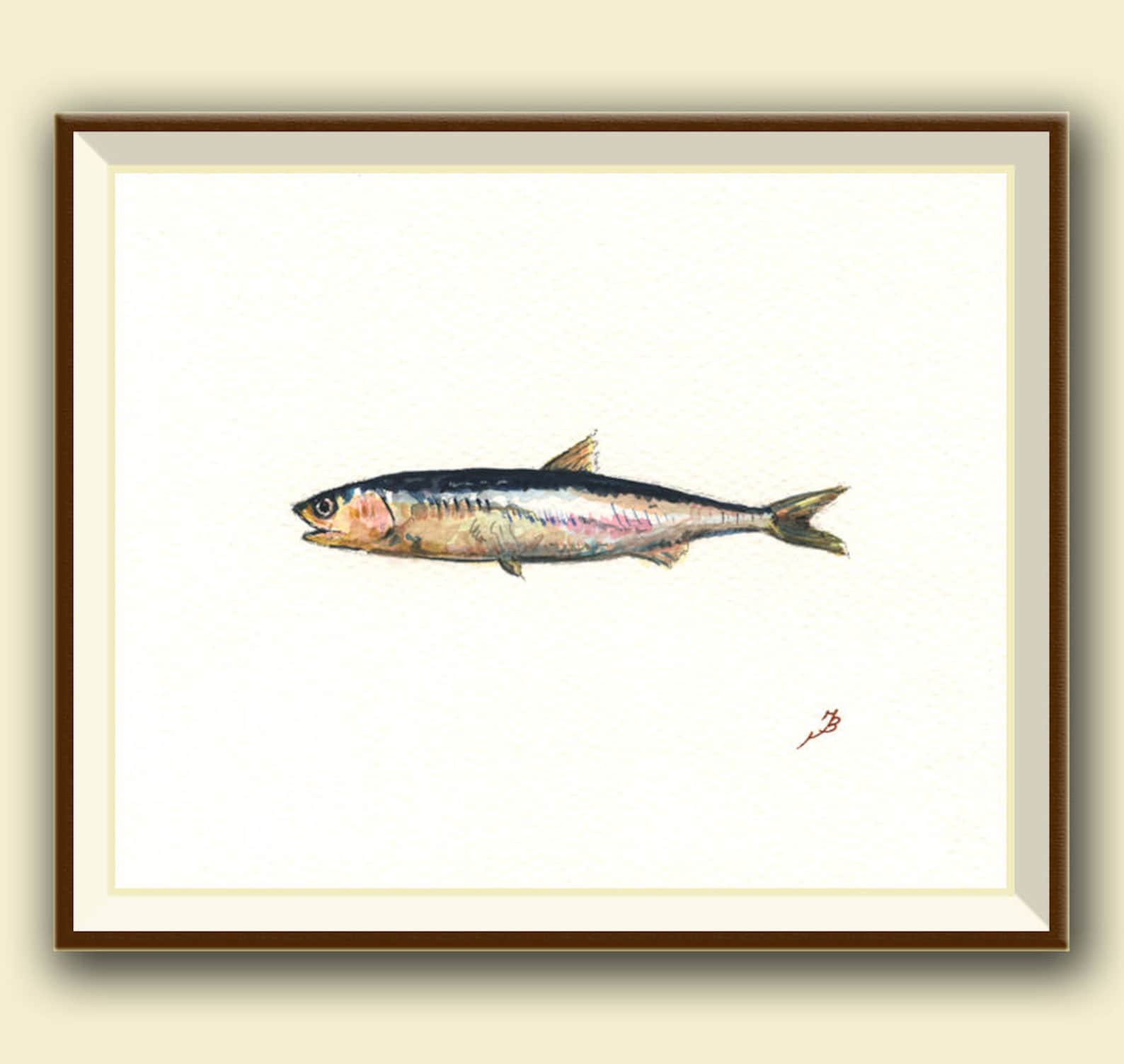 PRINT, Anchovy Fish- Fish Painting Art Print - Scad Sardine Fish Art ...