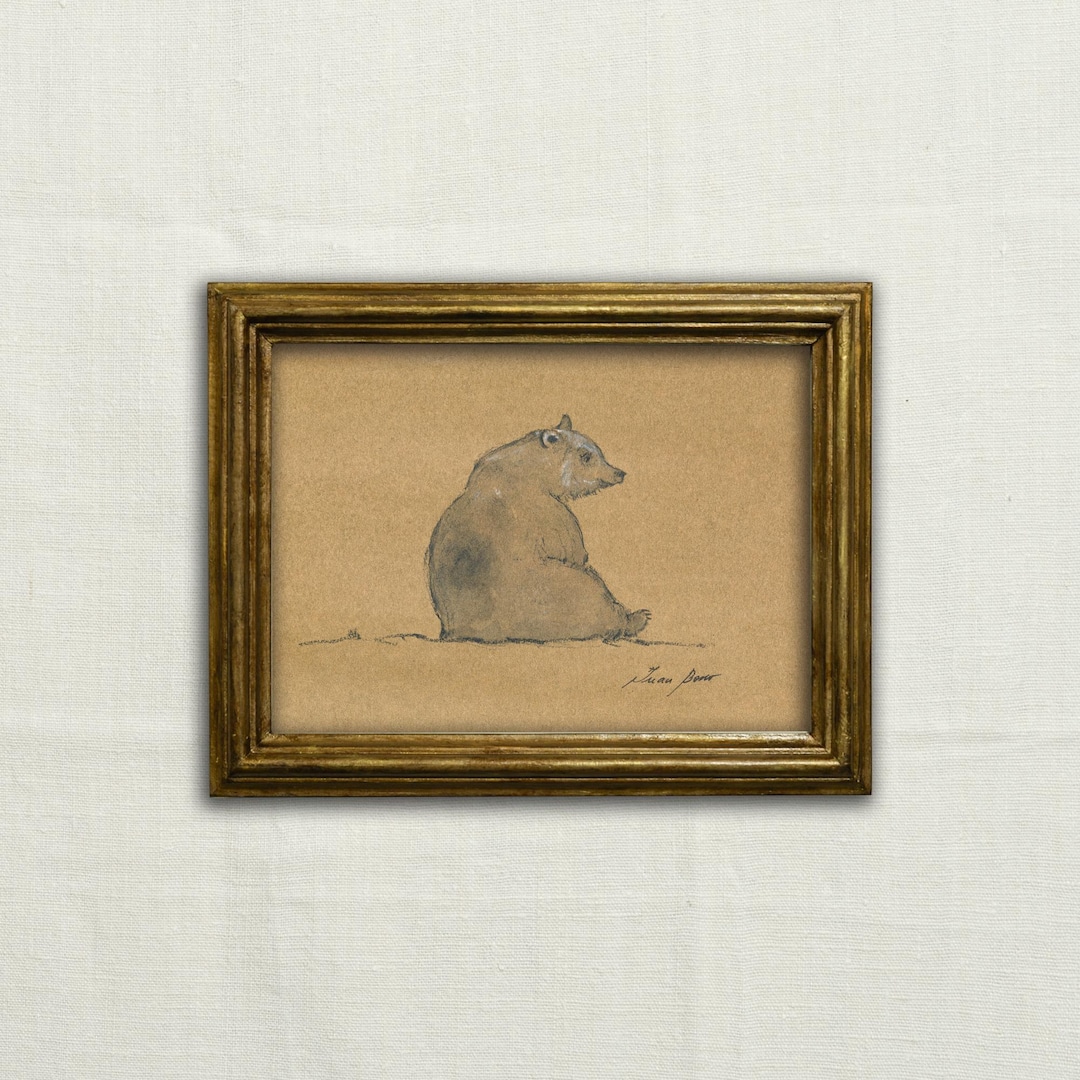 Original, NOT A PRINT- Bear Art, Bear Charcoal Sketch, Minimal Bear ...