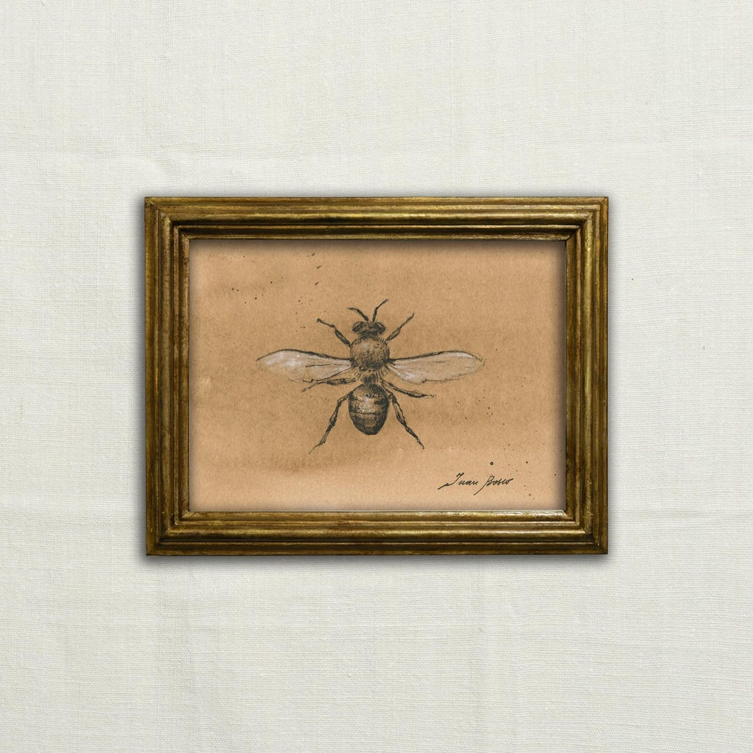 Original, NOT A PRINT - Bee Art, Bee Charcoal Sketch, Minimal Bee ...