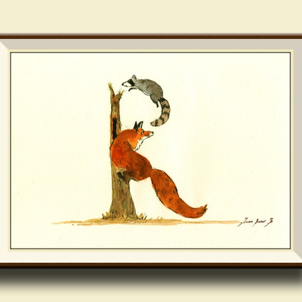 Raccoon Nursery Print - Etsy