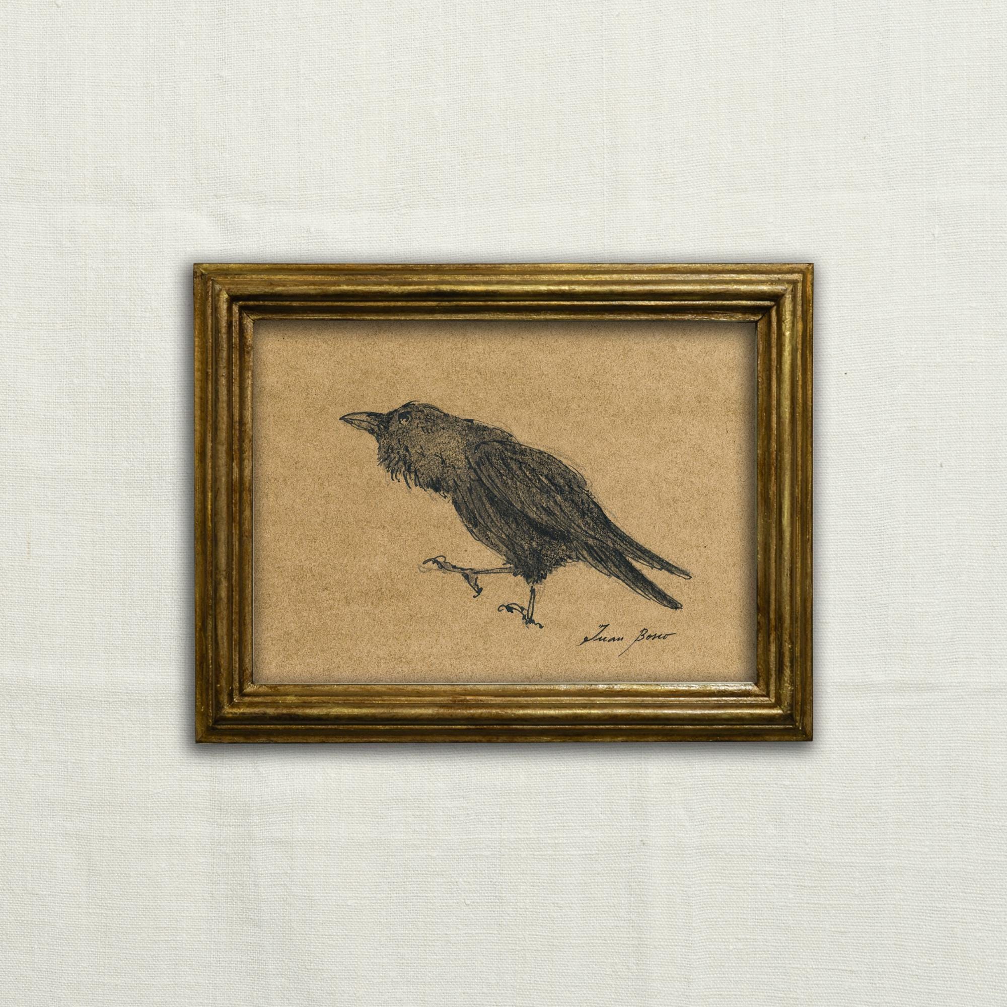 Original, NOT A PRINT - Raven Art, Crow Charcoal Sketch, Minimal Crow ...