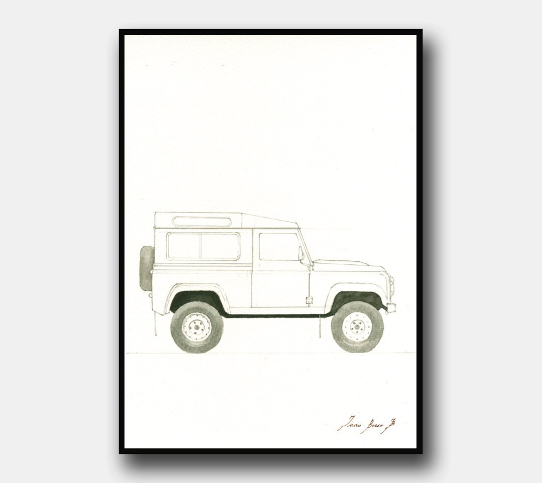 PRINT- Land Rover Defender Painting - Classic 4WD off Road Car - Car ...