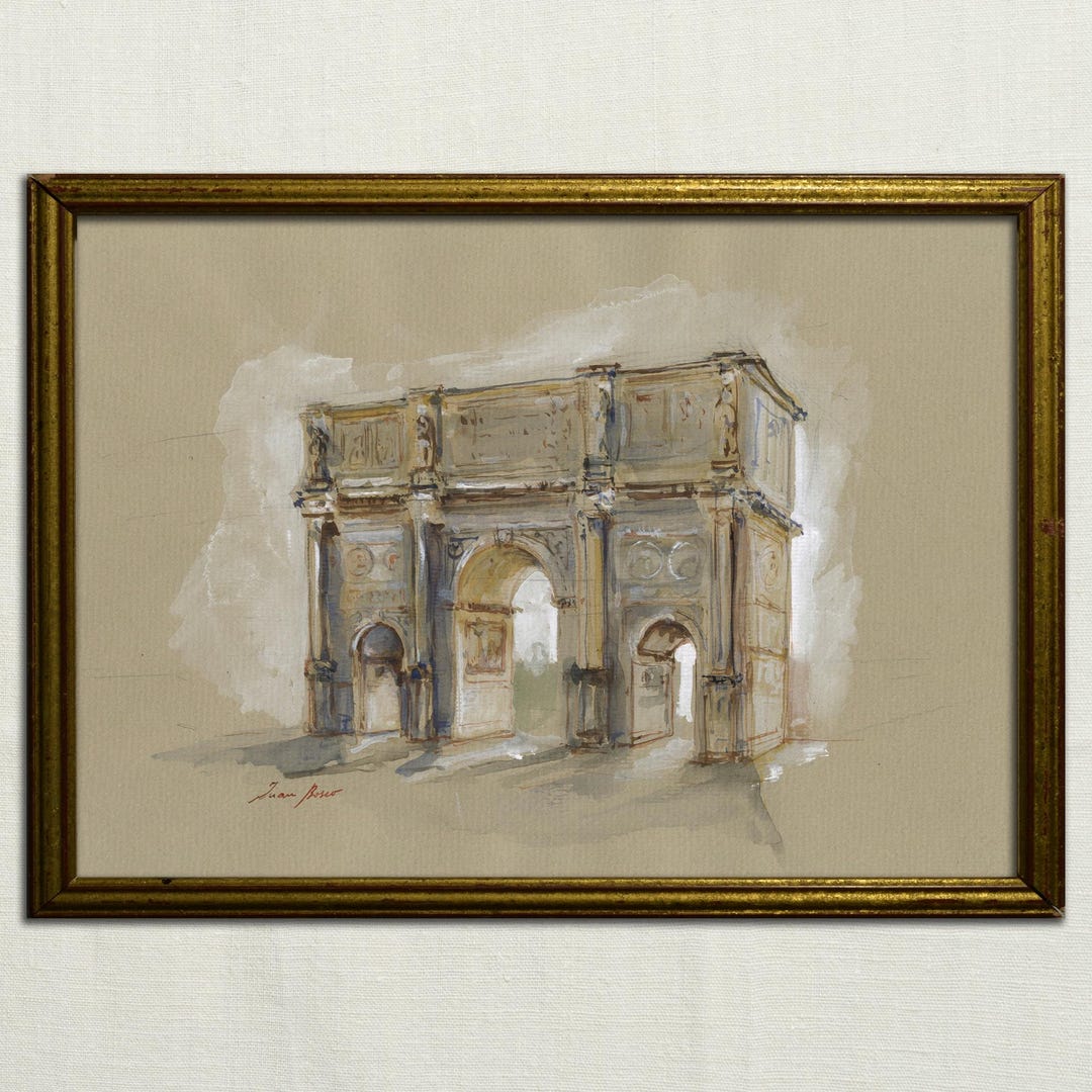 PRINT - Arch of Constantine Architecture Drawing, Triumphal Arch Rome ...