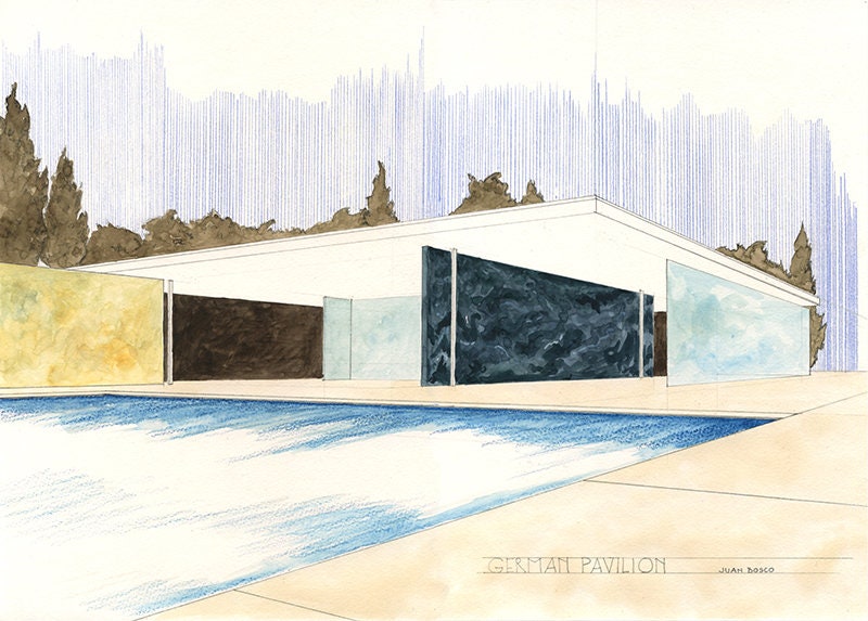 Barcelona Pavilion Section Drawings
