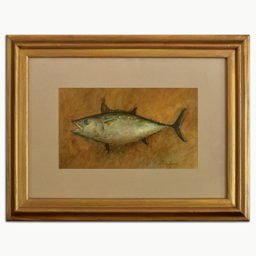 Tuna Oil on Paper Painting, Thunnus, Tuna Illustration, Scombridae ...