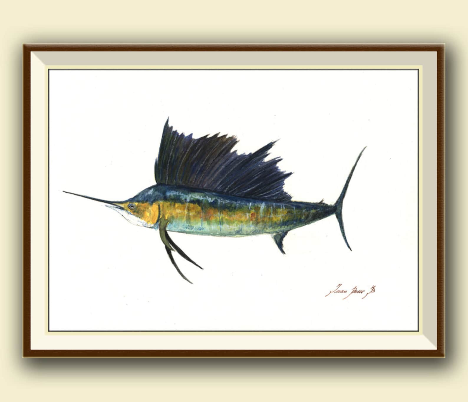 PRINT-Sailfish billfish fish swordfish marlin print | Etsy