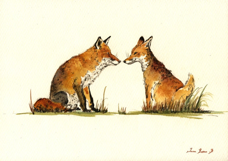 PRINT-Red fox print fox art fox love love foxes print | Etsy