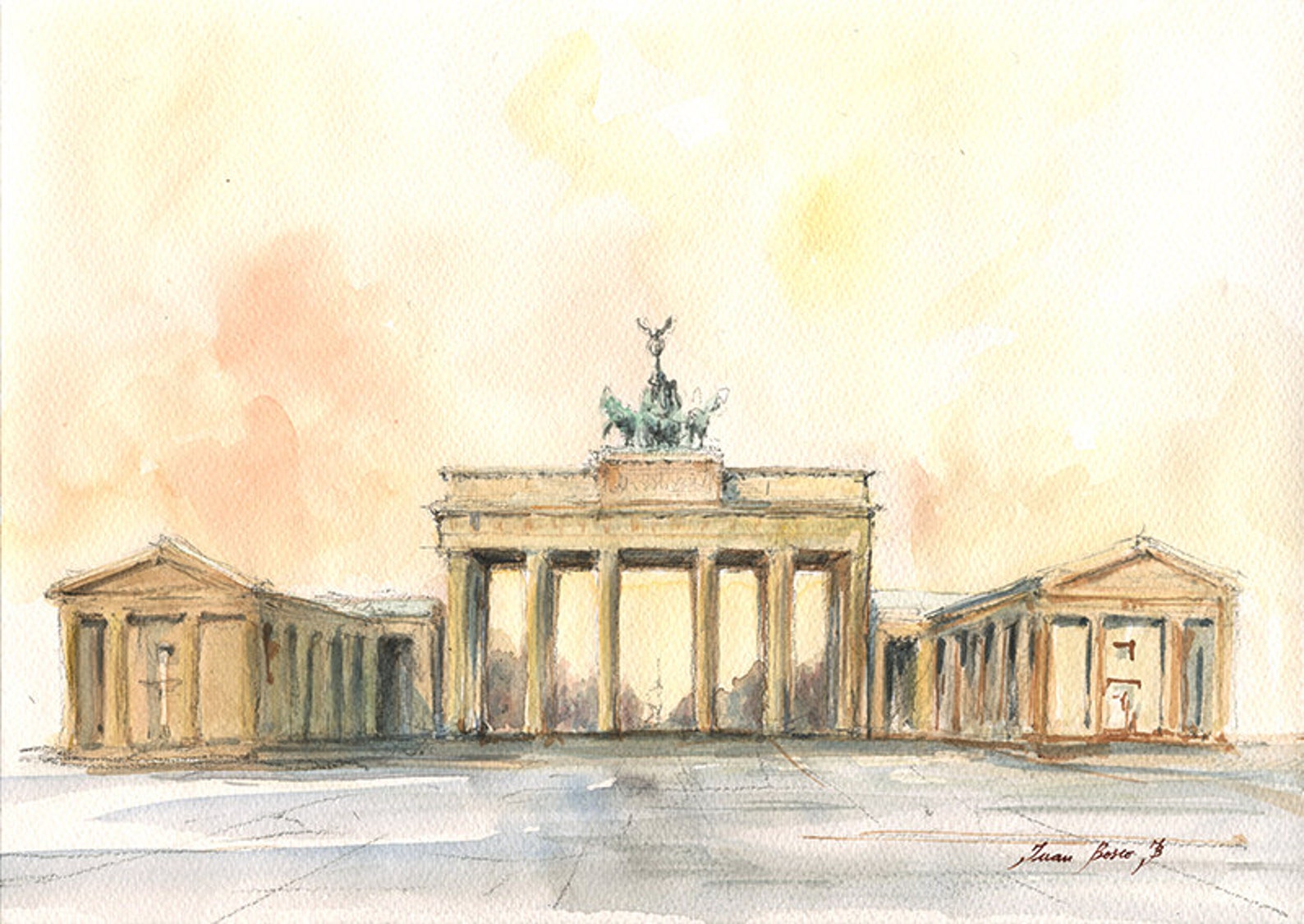 PRINT -berlin Painting - Brandenburger Tor Cityscape - Brandenburg Gate ...