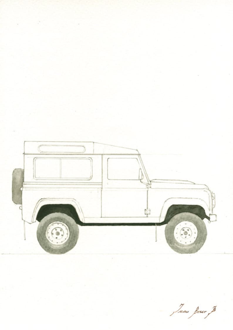 PRINT- Land Rover Defender Painting - Classic 4WD off Road Car - Car ...