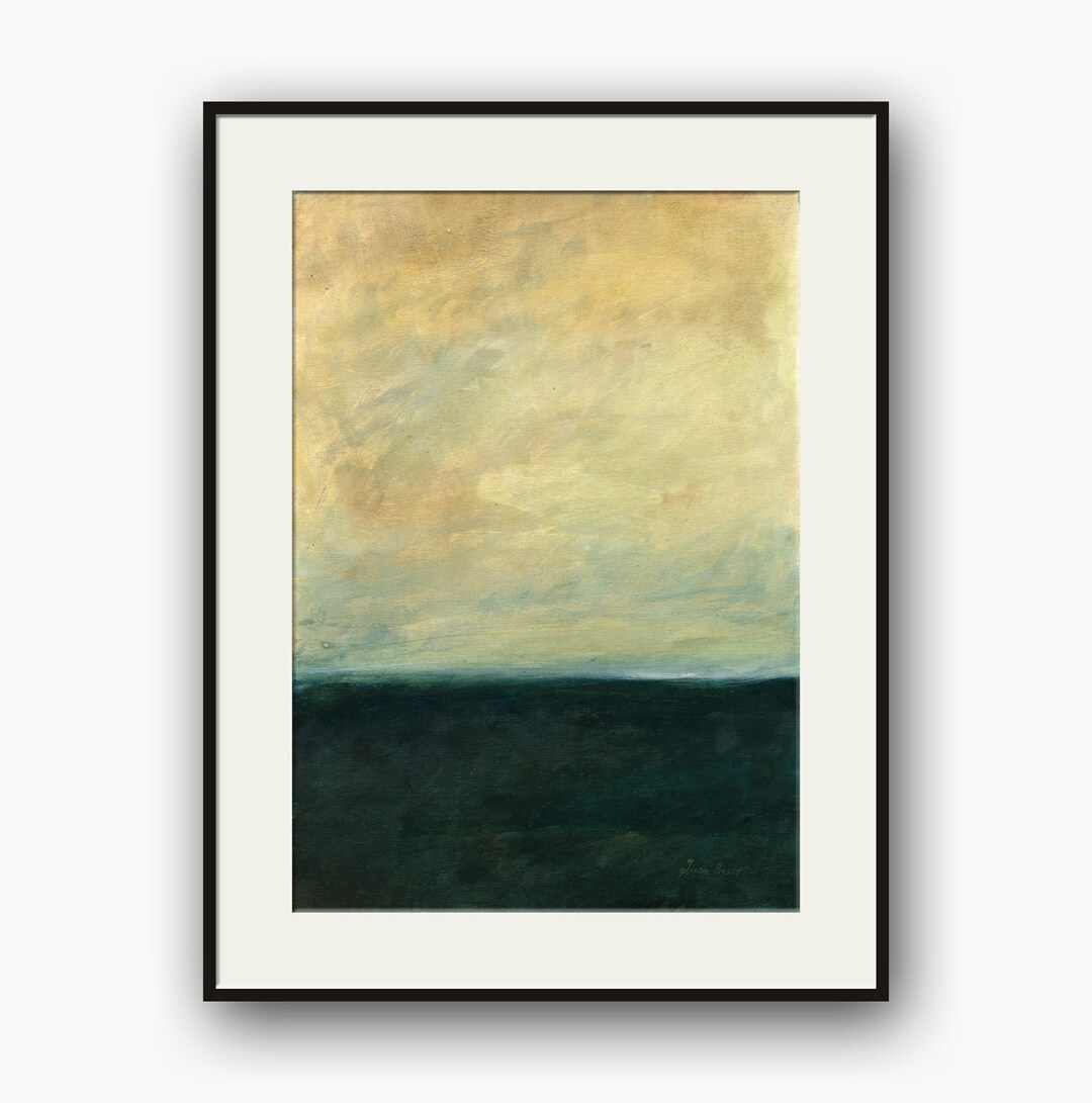 Endless Sea Horizon Oil Painting on Paper, Abstract Sea Line ...