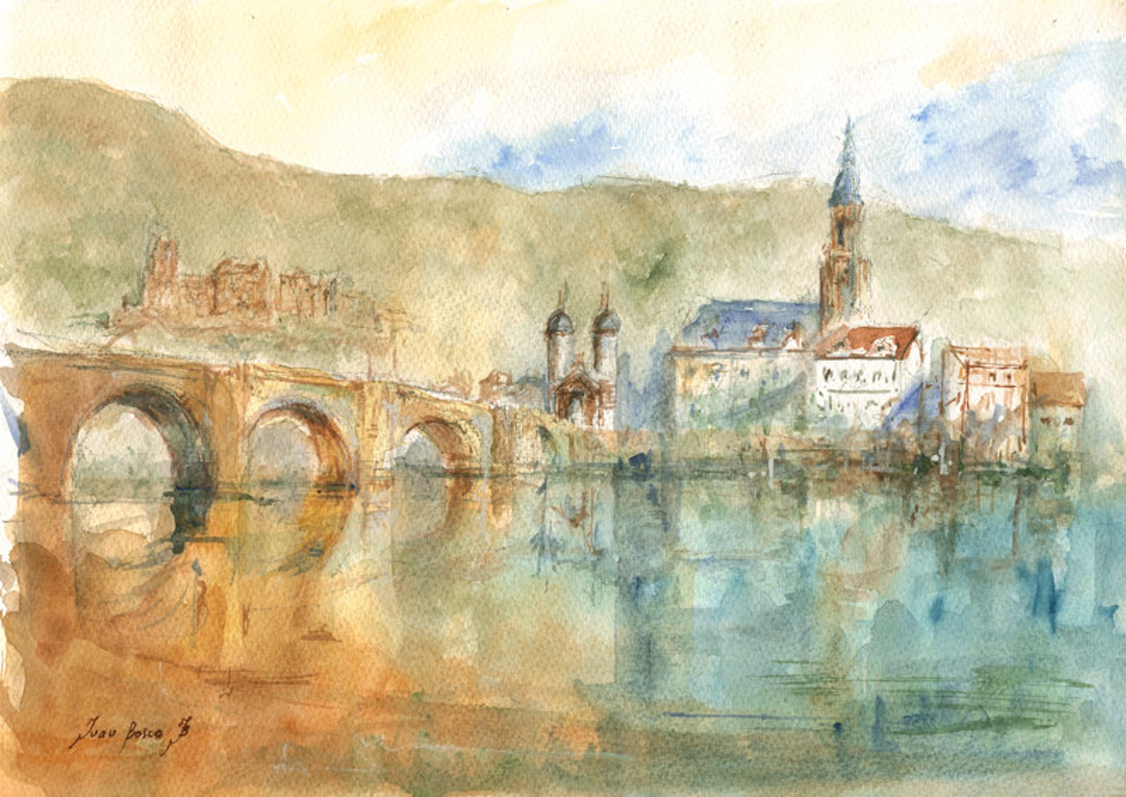 PRINT Heidelberg Castle Heidelberg Painting germany - Etsy