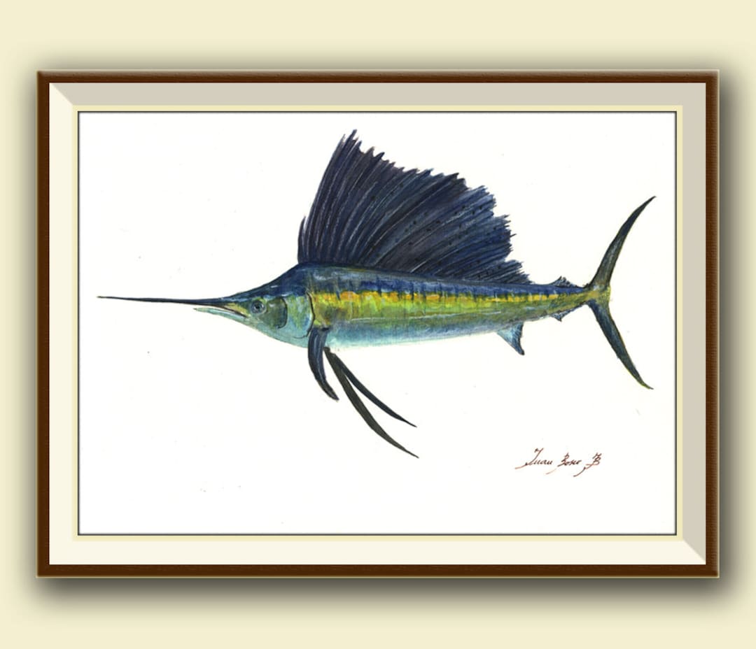 Print-sailfish - Billfish Fish Swordfish Marlin Print Watercolor ...