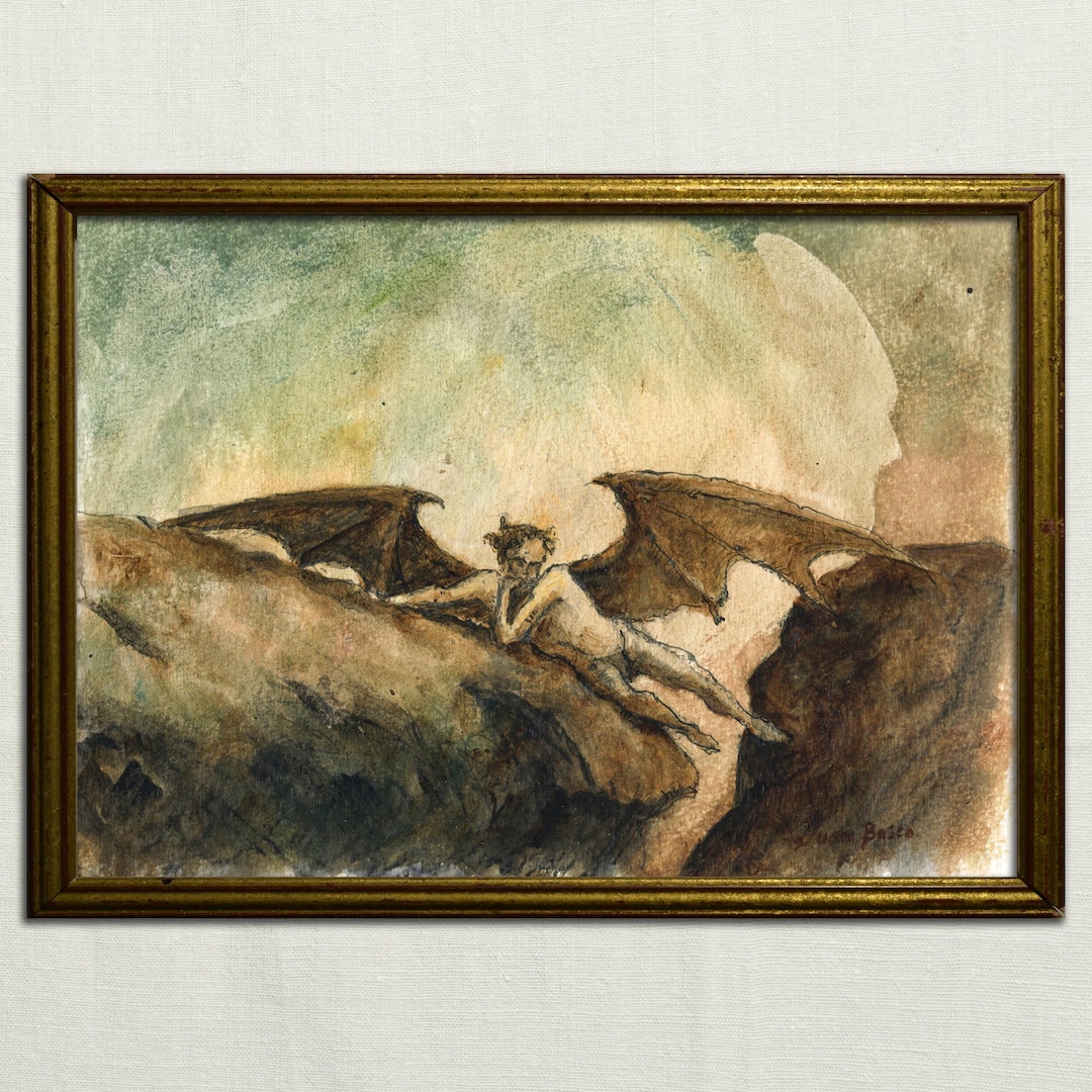 Lucifer Watercolor on Paper Painting, Devil Illustration, the Fallen ...