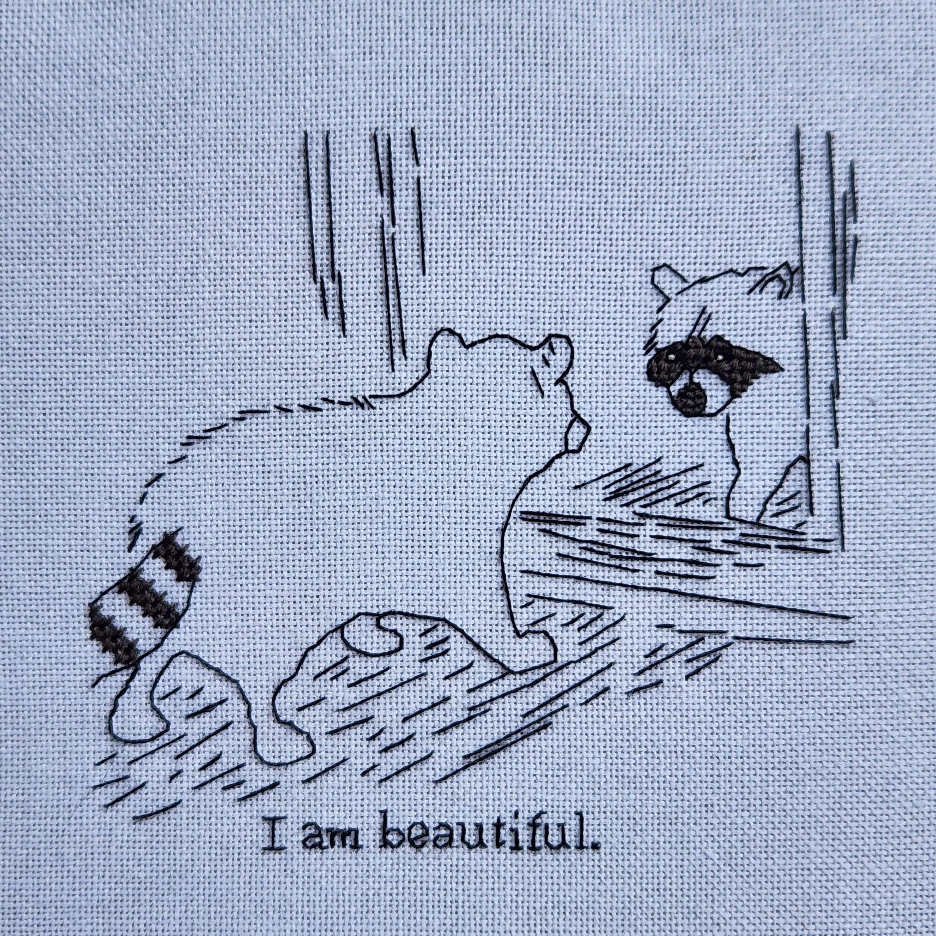 I Am Beautiful. Meme Cross Stitch Pattern. A Racoon With Good - Etsy