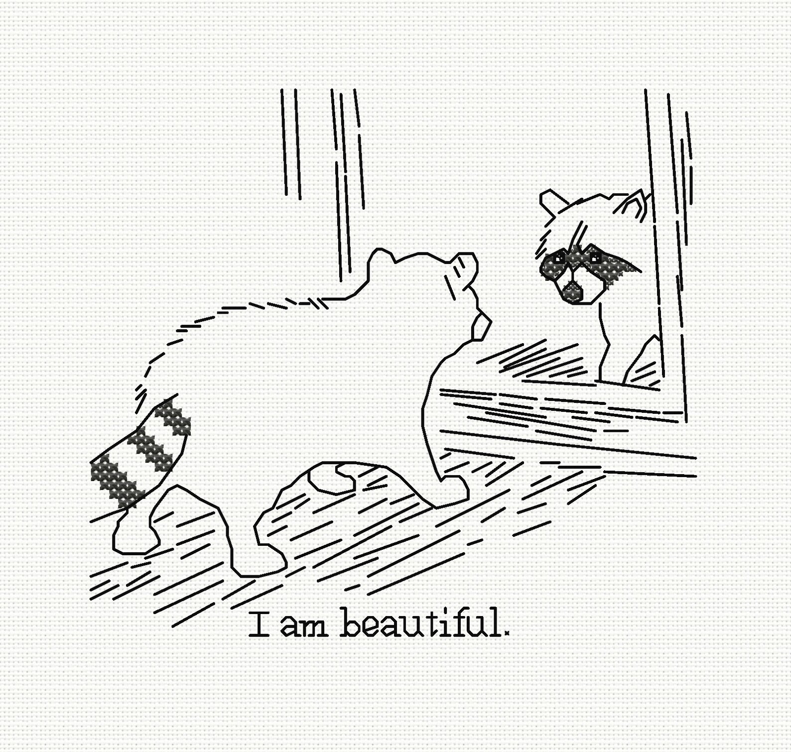I Am Beautiful. Meme Cross Stitch Pattern. A Racoon With Good - Etsy