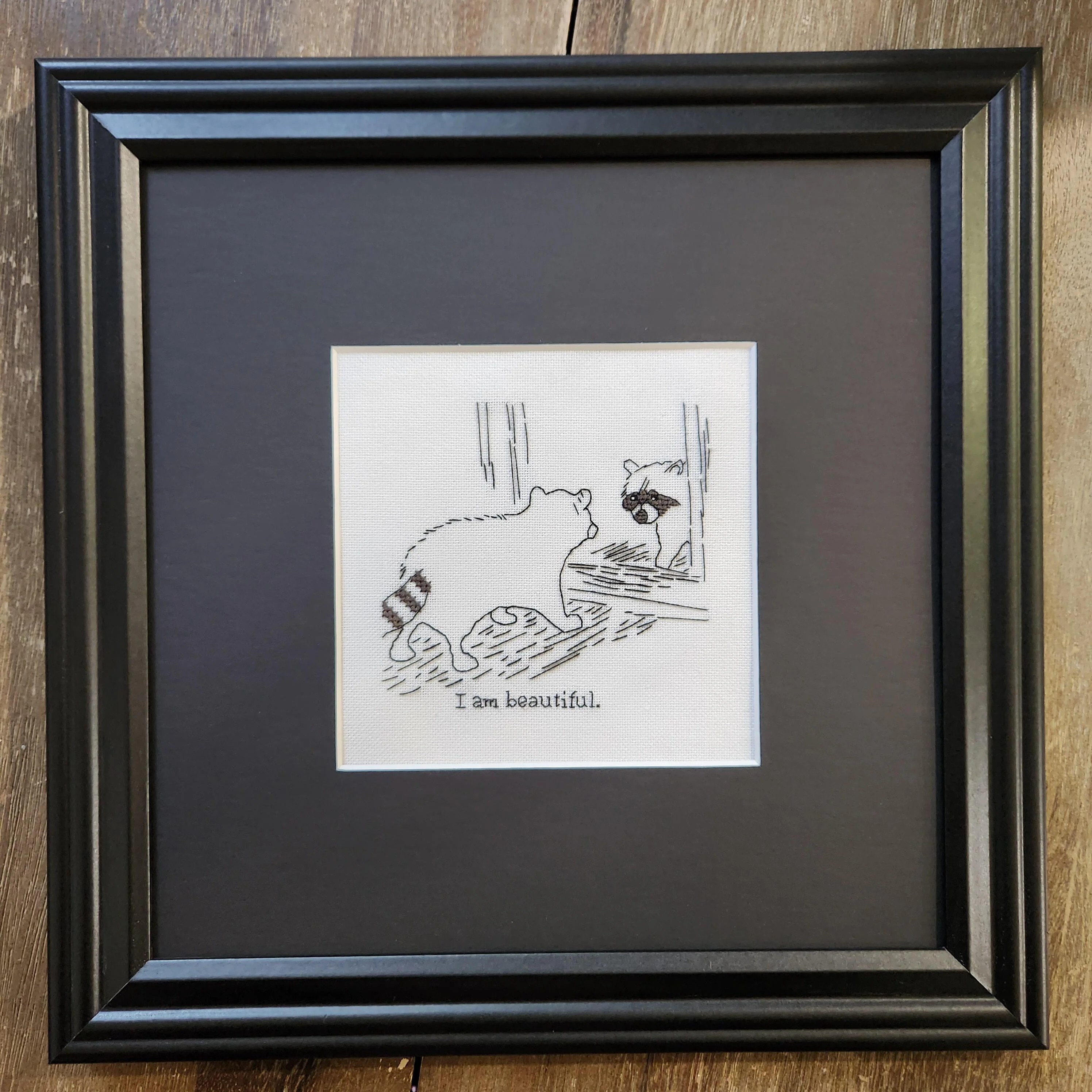I Am Beautiful. Meme Cross Stitch Pattern. A Racoon With Good Self ...