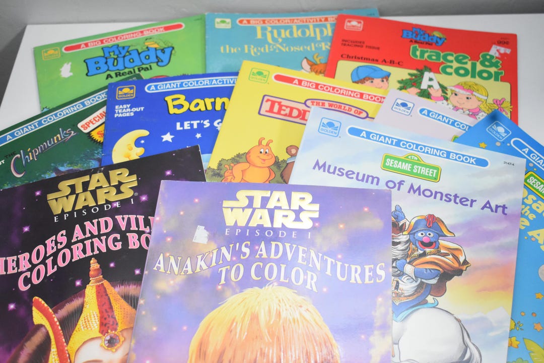 PICK ONE Vintage 80s-90s Coloring Books Star Wars, Sesame Street, Teddy ...