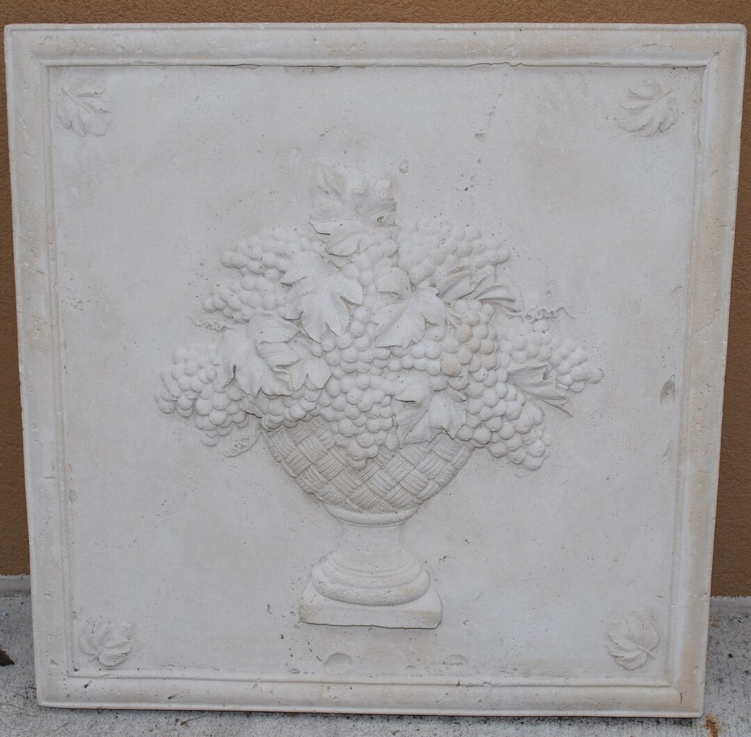 Cast Stone Plaque Kitchen Wall Decor Wine Cellar Outdoor Fireplace Back ...