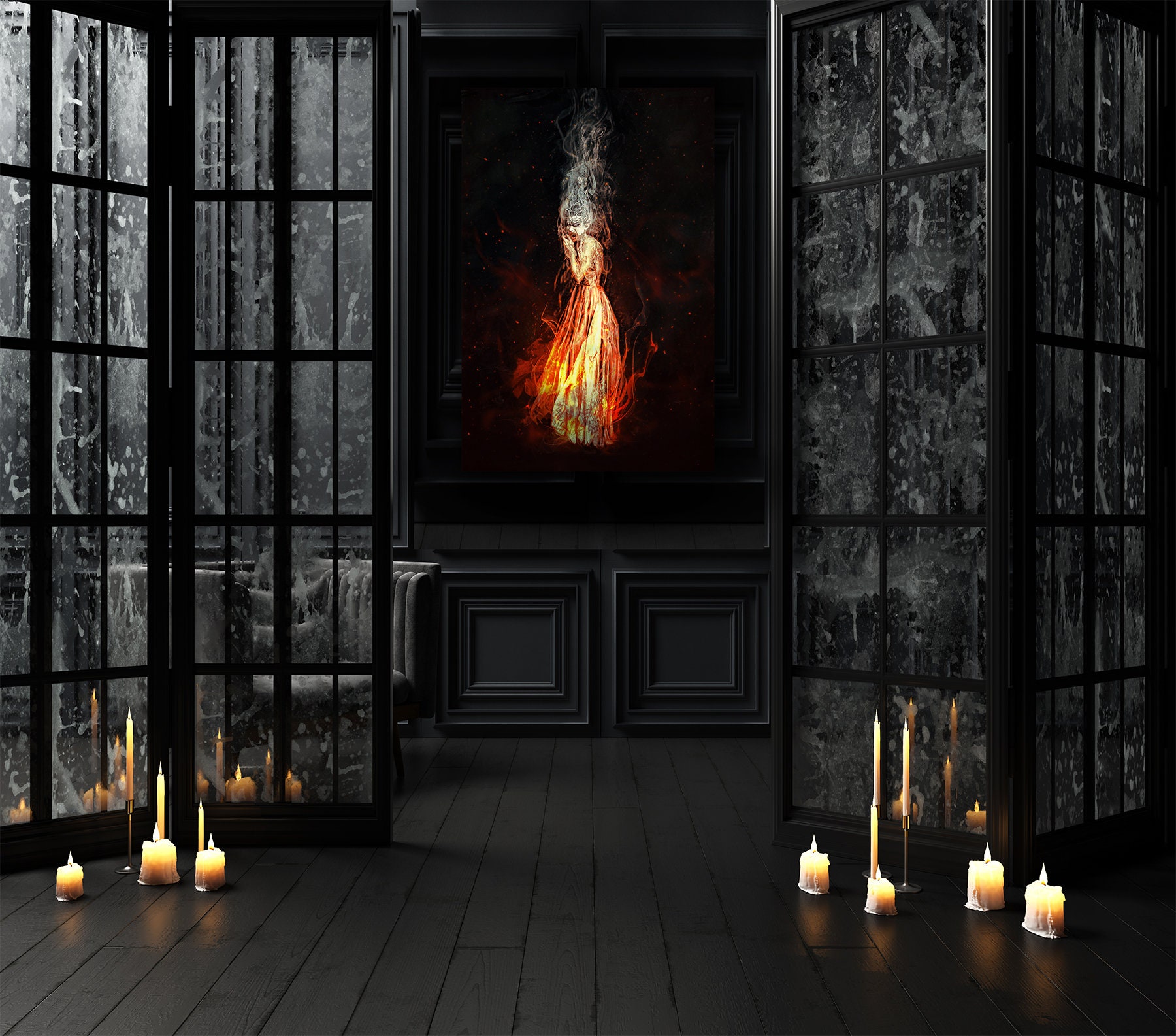 Halloween Horror Vampire Gothic Art Wall Decor-burning Smoke - Etsy