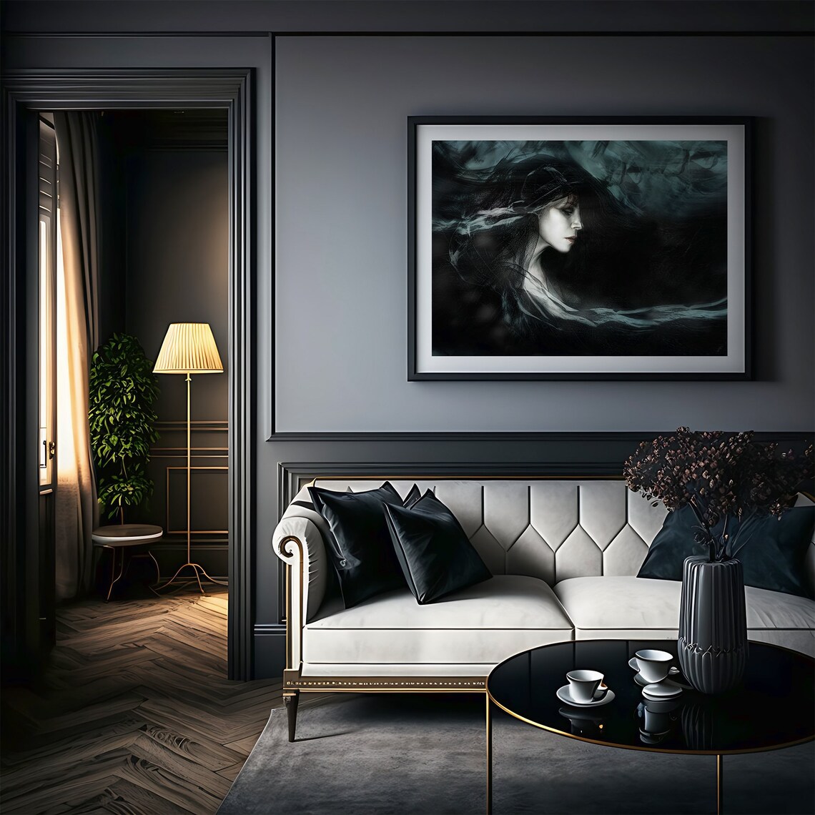 Gothic Wall Art, Gothic Portrait Art, Dark Art, Home Decor, Gothic Home ...