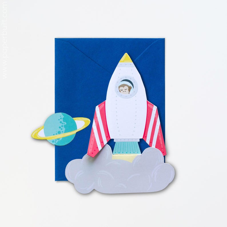 Interactive Rocket Card, Pop up Space Card, Astronaut Monkey, Stellar ...