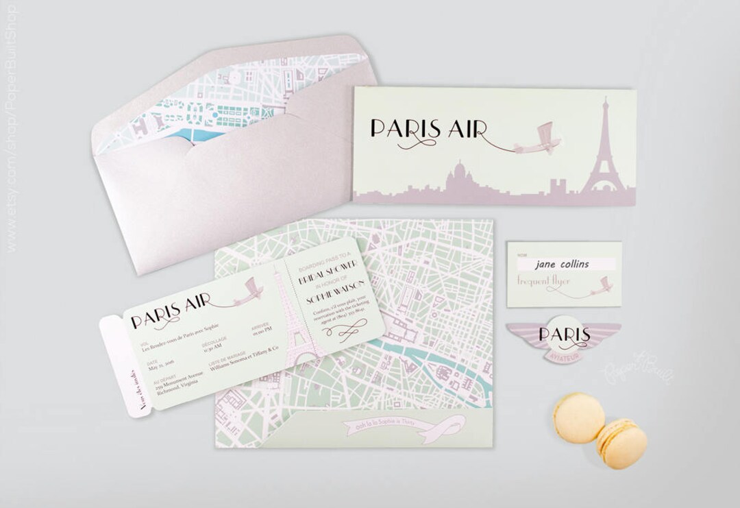 French Theme Boarding Pass Invitation, Paris Airline Ticket, Birthday ...