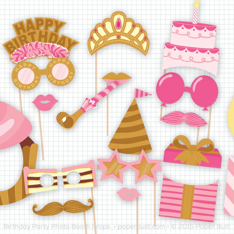 Photo Booth Happy Birthday Props - Etsy