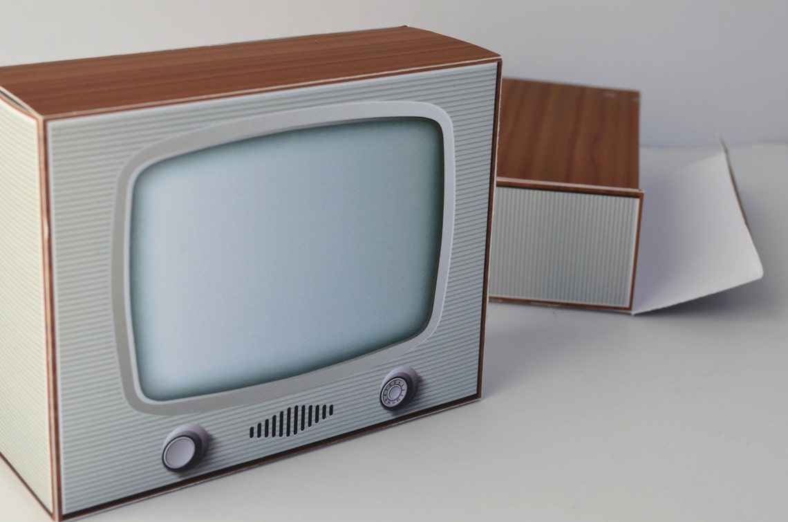 INSTANT DOWNLOAD - Printable Vintage/ Retro Television Gift/ Favor Box ...