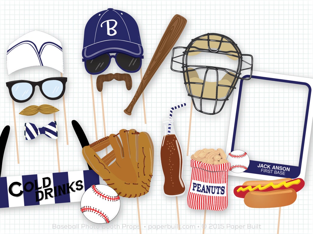 Baseball Photo Booth Props, Navy Sports Photobooth Props, Vintage ...