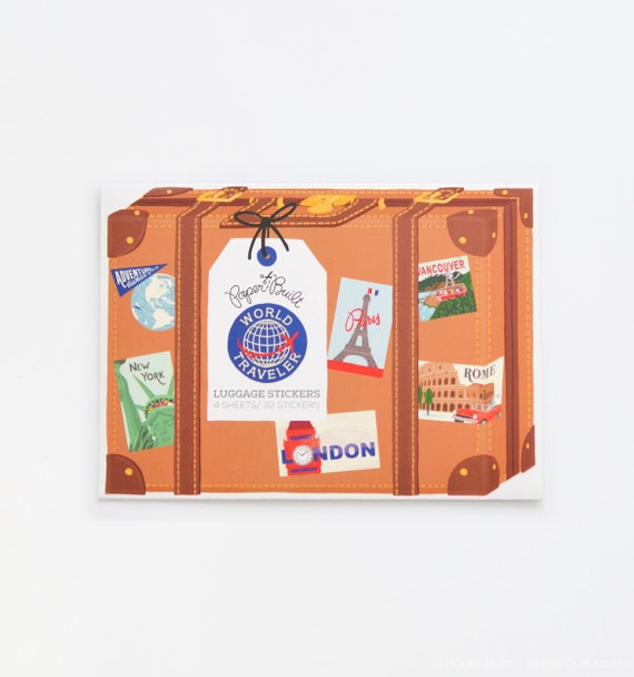 Vintage Travel Stickers for Suitcase Favor Box, Vintage Luggage ...