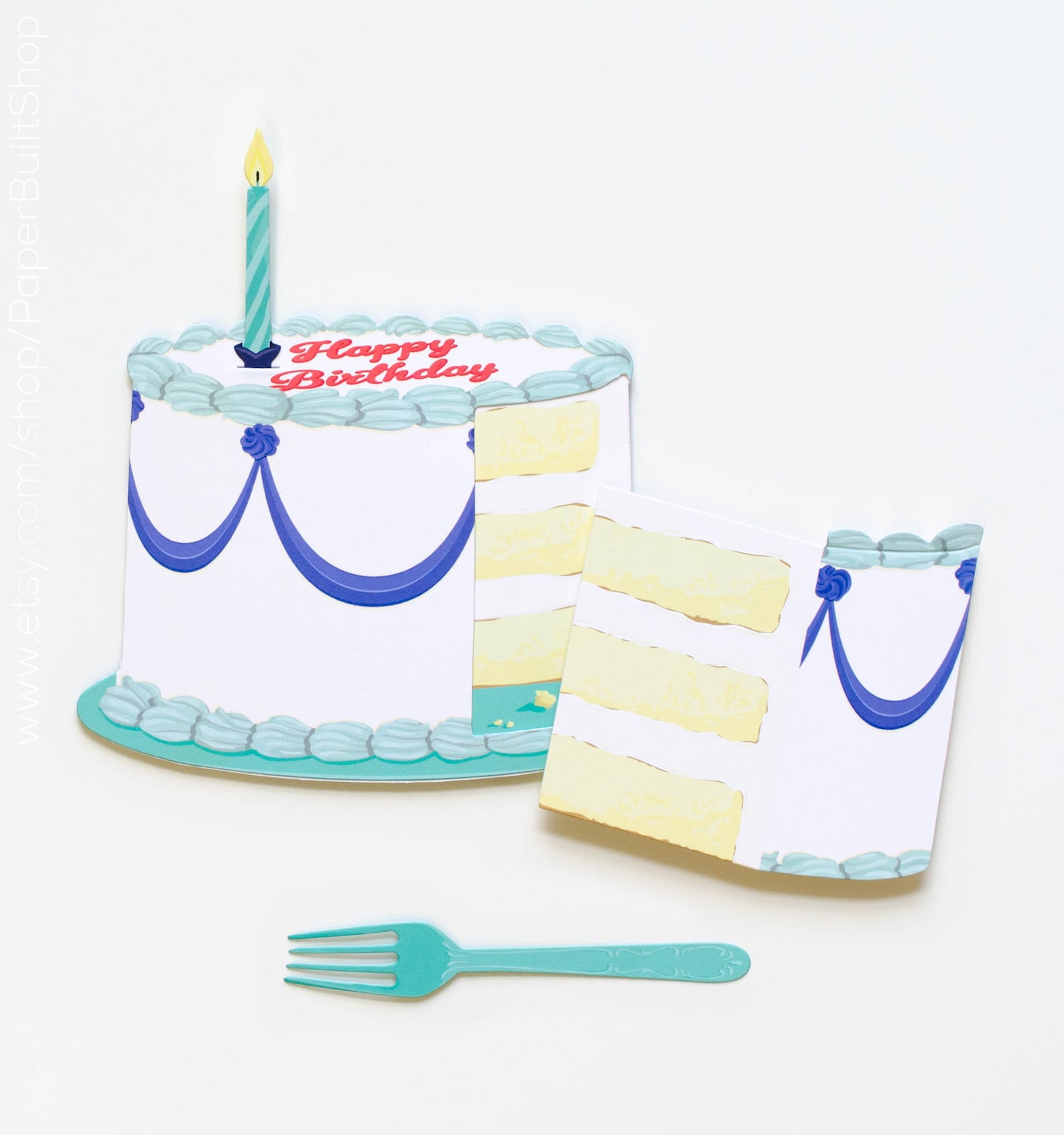 Birthday Cake Birthday Card Die-cut Greeting Card Cake - Etsy