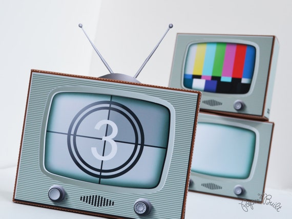 INSTANT DOWNLOAD - Printable Vintage/ Retro Television Gift/ Favor Box ...