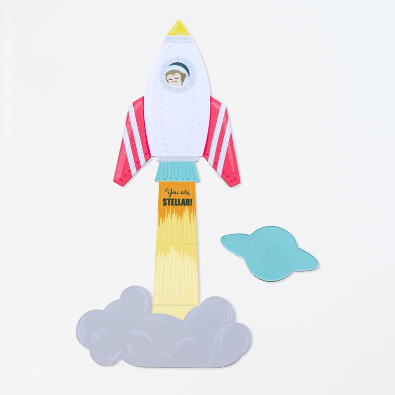 Interactive Rocket Card, Pop up Space Card, Astronaut Monkey, Stellar ...