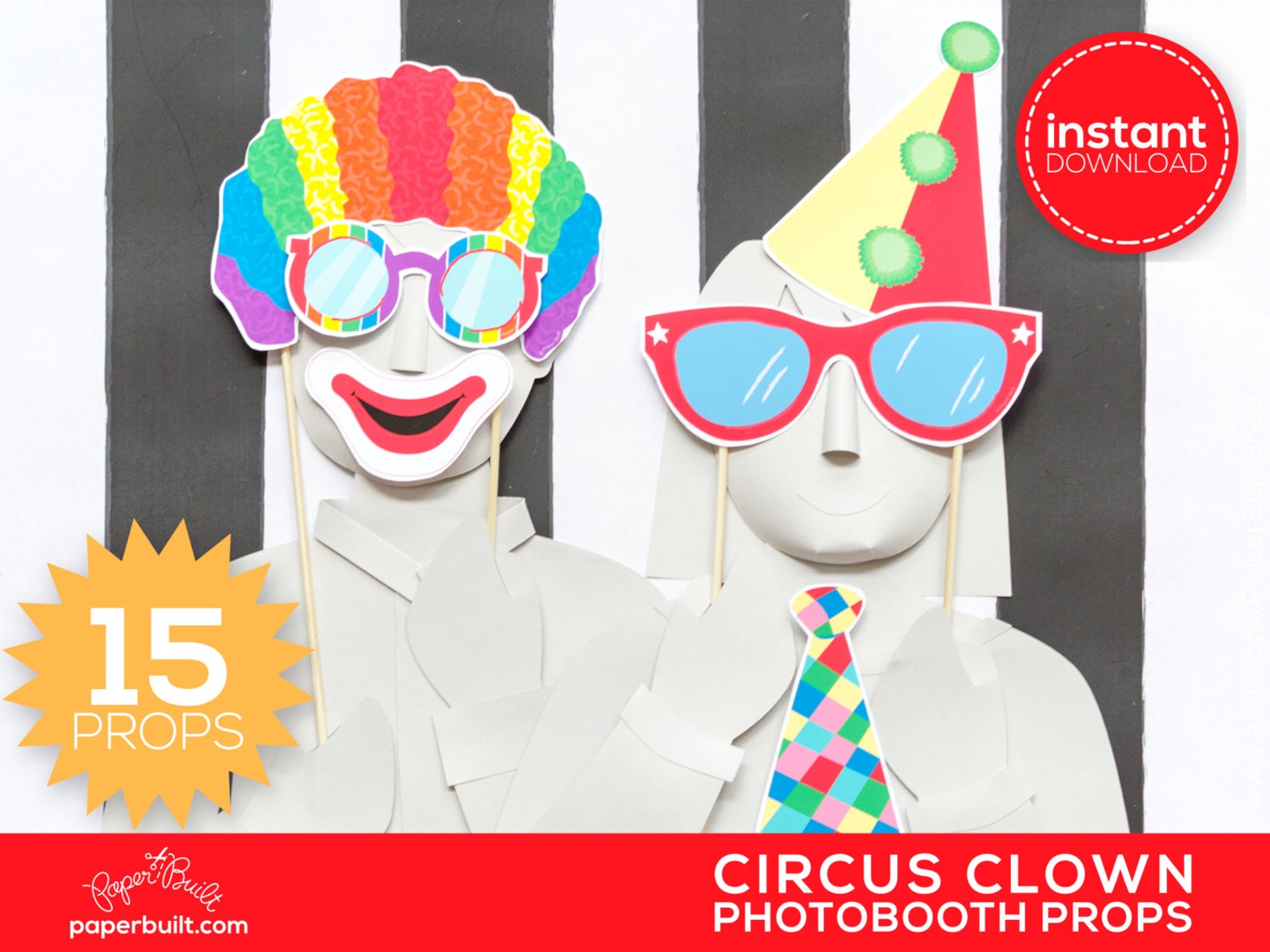 Circus Clown Photo Booth Props, Photobooth Props, Circus Birthday ...
