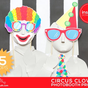 Circus Clown Photo Booth Props, Photobooth Props, Circus Birthday ...