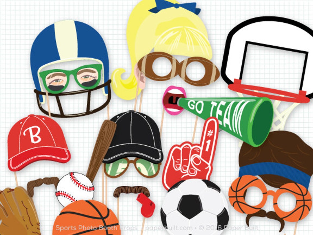 Sports Party Photo Booth Props, Sporty Photobooth, Basketball, Baseball ...