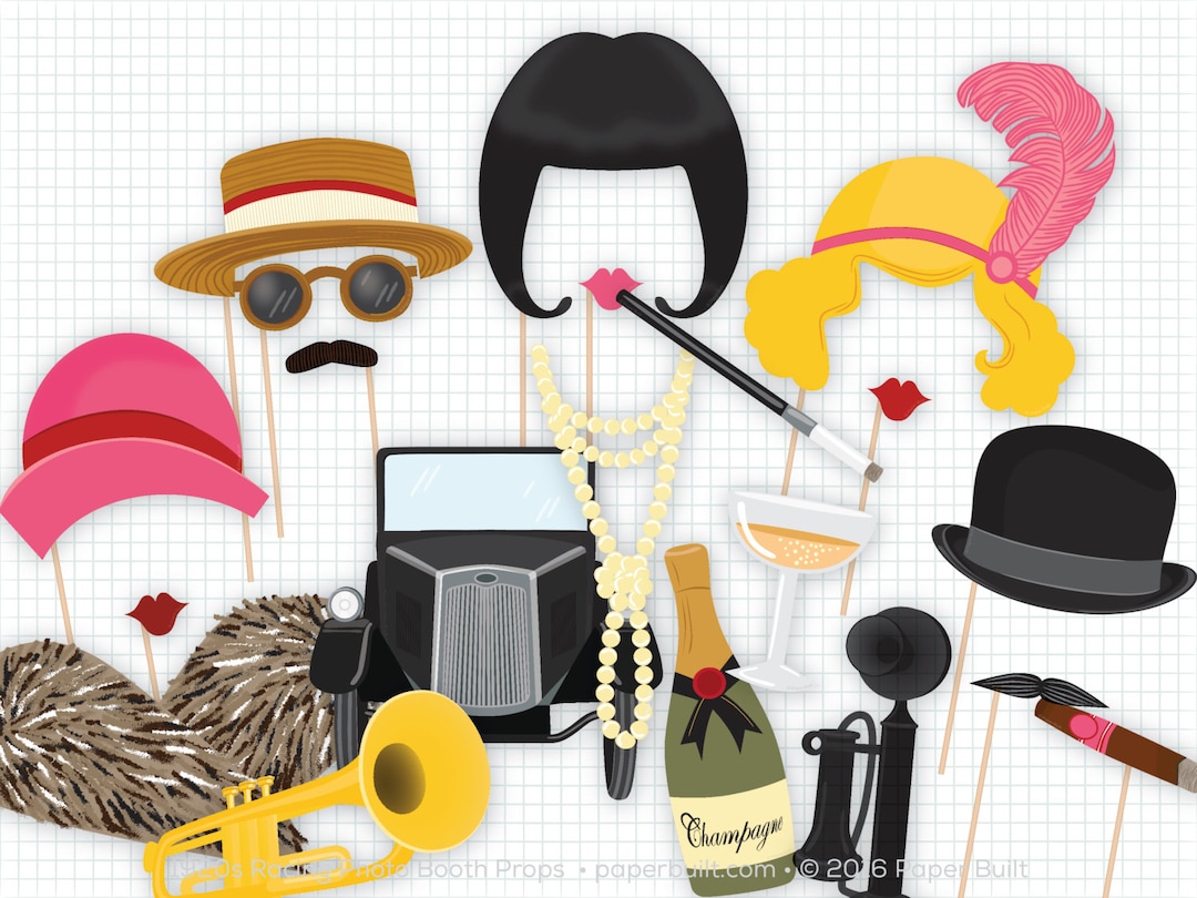 Great Gatsby Party Photo Booth Props, Roaring 20s Photobooth Props, 20s Props, 1920s Wedding ...