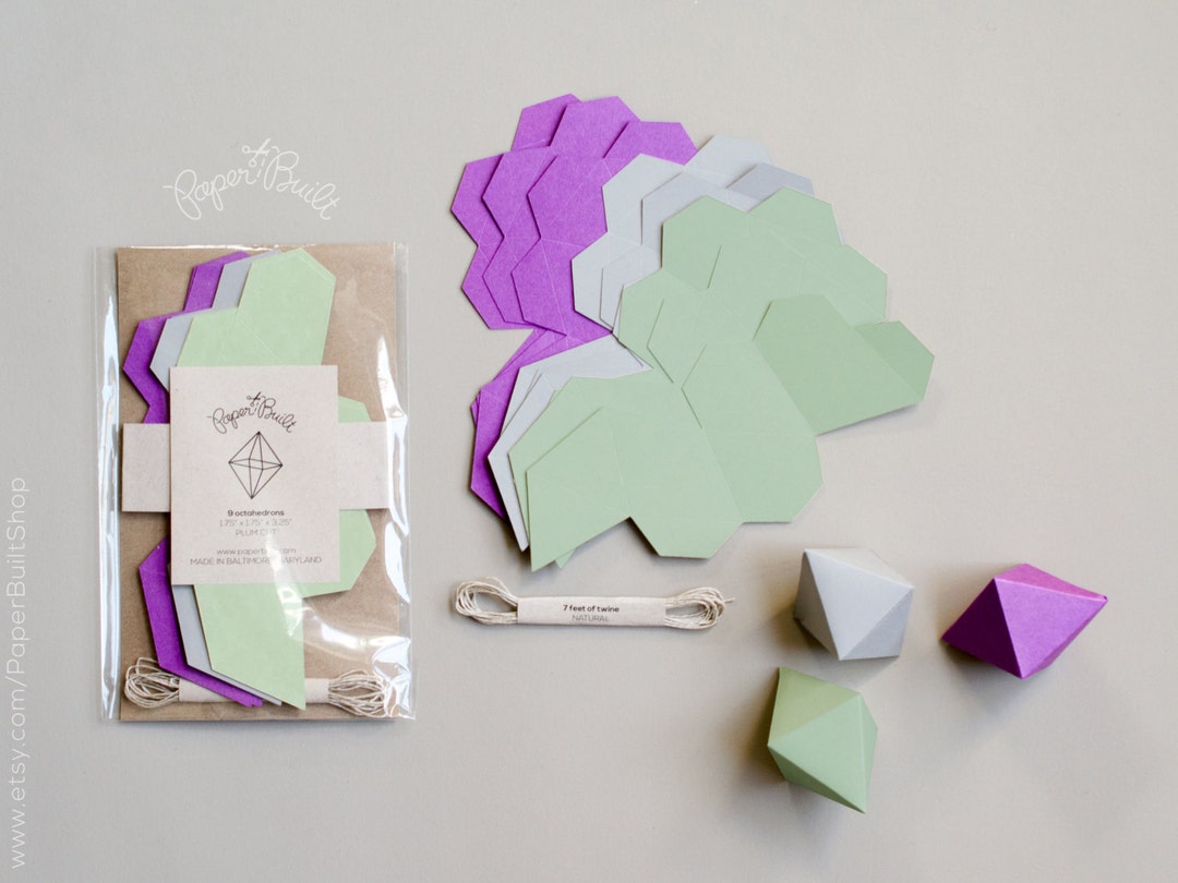 Geometric Paper Garland DIY Kit, Plum Sage Gray Octahedron Banner - Etsy