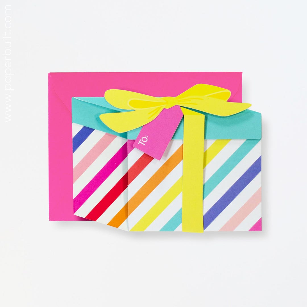 Gift Box Birthday Card – Unique Die-cut Present, Fun & Festive Greeting ...