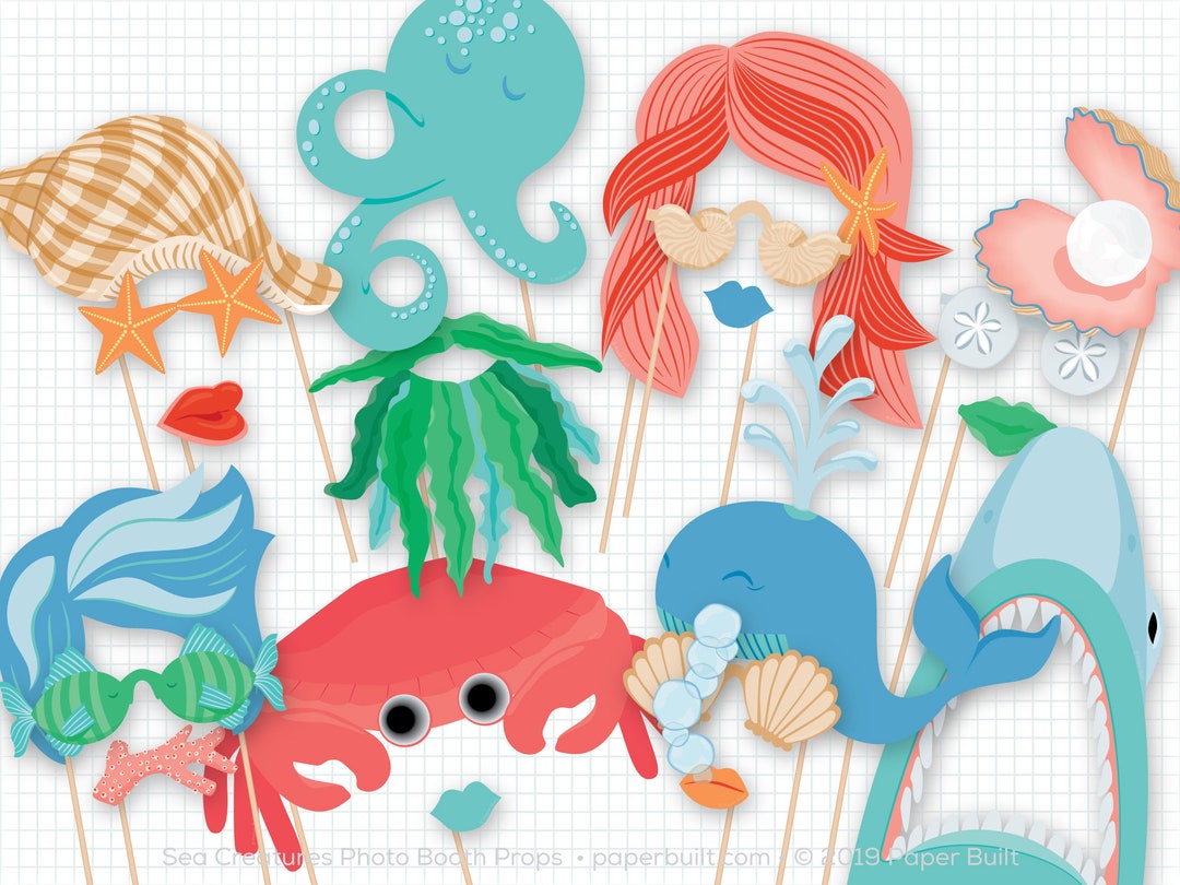 Under the Sea Photo Booth Props: Mermaid, Shark, Whale (PDF Download ...