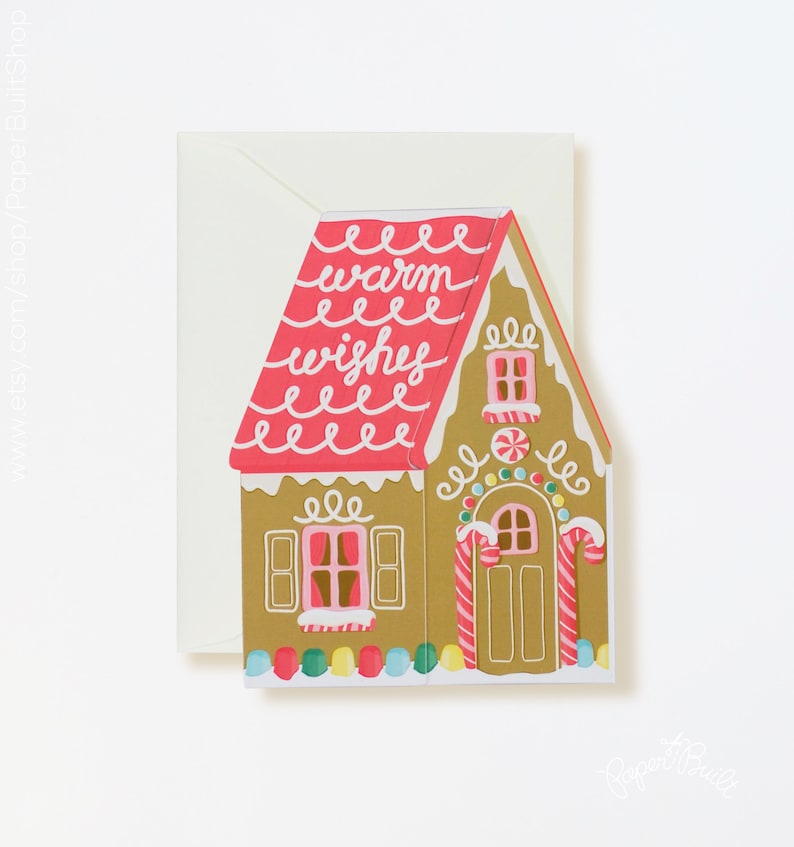 Gingerbread House Card Warm Wishes Christmas Card Warm | Etsy