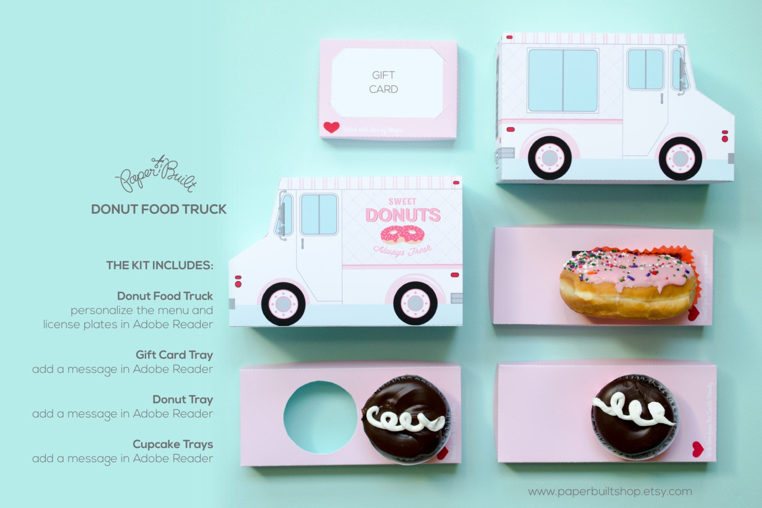 Donut Food Truck Donut Party Favor Food Truck Cupcake Box | Etsy