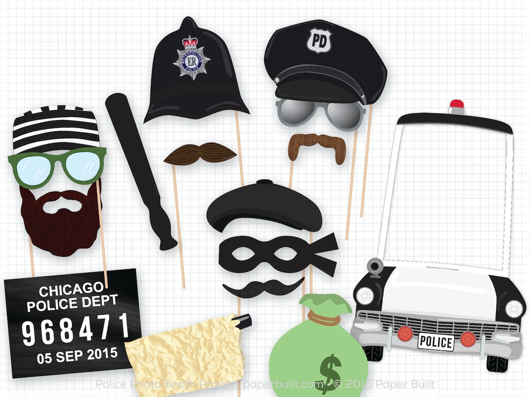 Police Party Prop, Photo Booth Props, Photobooth Props, Wedding Photo ...