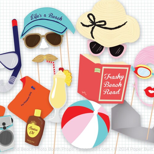 DELUXE Beach Photo Booth Props Set of 15 Summer Pool Party - Etsy