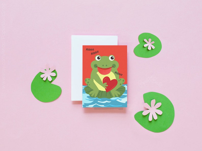 Kids Valentine Card Frog Valentine Palentines Day School - Etsy