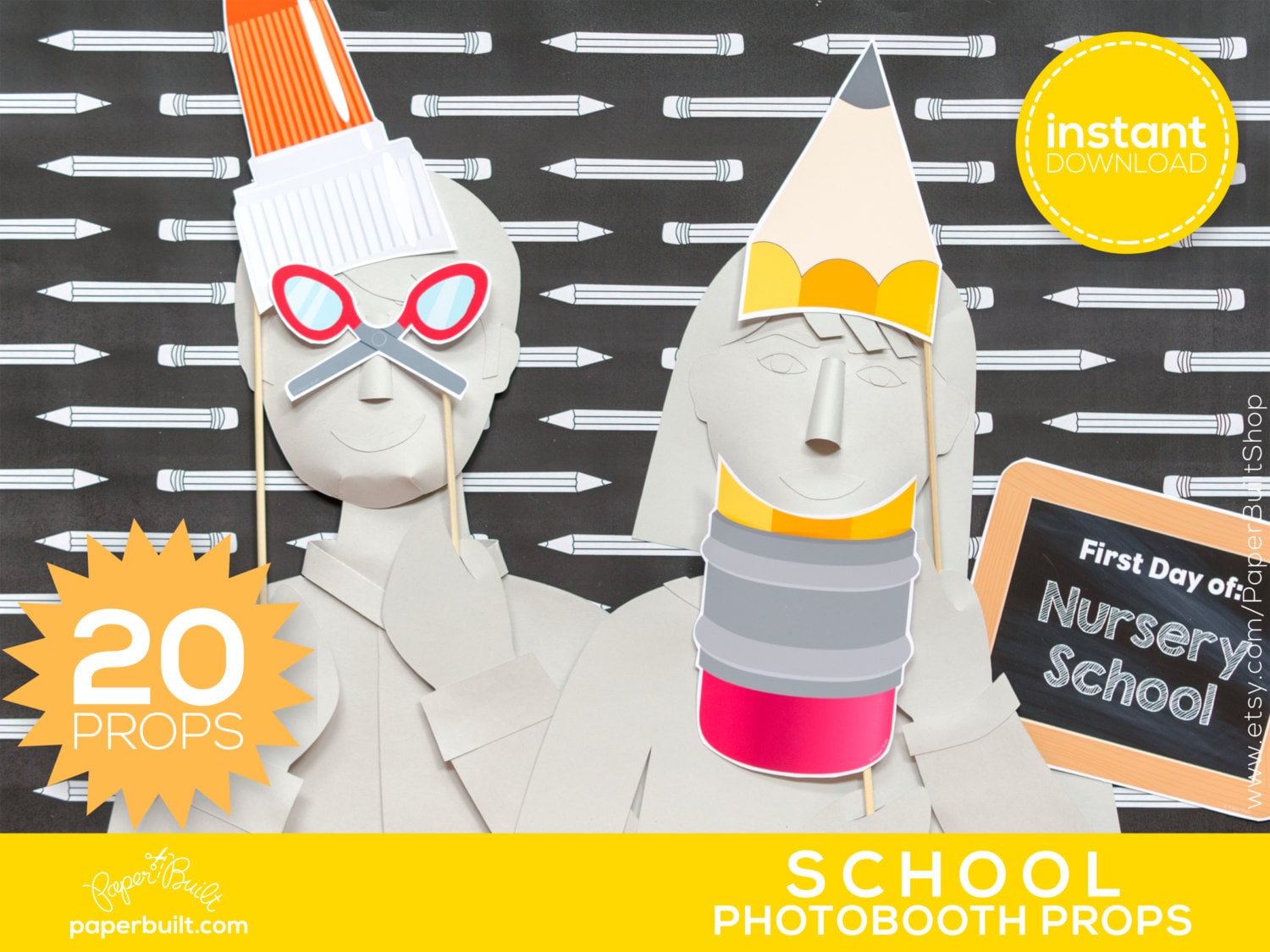 Back to School Photo Booth Props, Editable Chalkboard Sign (digital ...