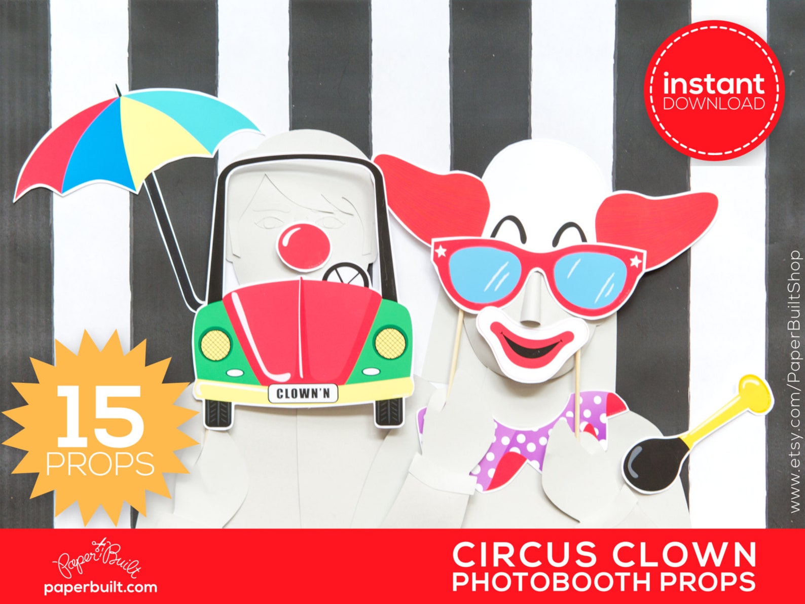 Circus Clown Photo Booth Props Photobooth Props Circus - Etsy