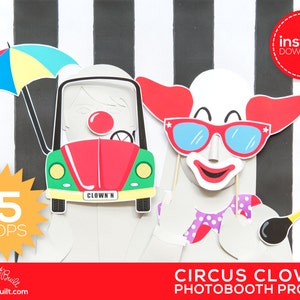 Circus Clown Photo Booth Props, Photobooth Props, Circus Birthday ...
