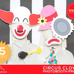 Circus Clown Photo Booth Props, Photobooth Props, Circus Birthday ...